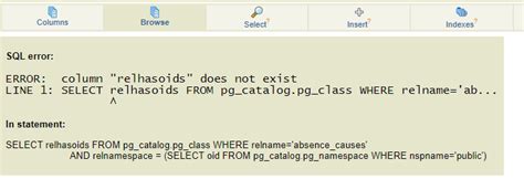 Phppgadmin 712 With Postgres 12 “error Column Relhasoids Does Not