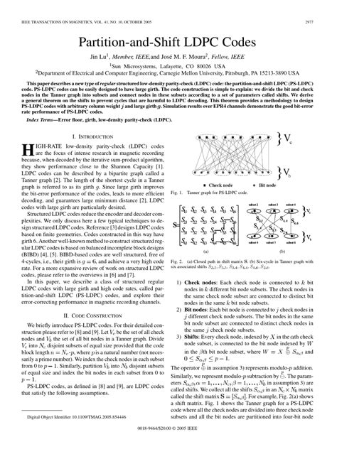 Pdf Pairtition And Shift Ldpc Codes
