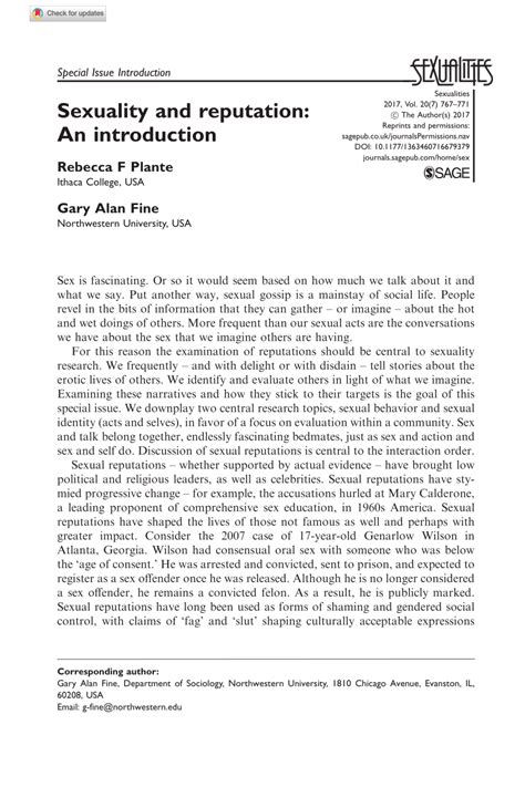 Pdf Sexuality And Reputation An Introduction