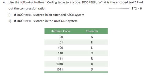 Solved 4 Use The Following Huffman Coding Table To Encode