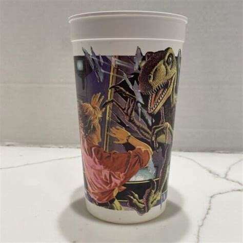 Vtg Jurassic Park Mcdonalds Dinosaur Collector Cup Velociraptor Coca