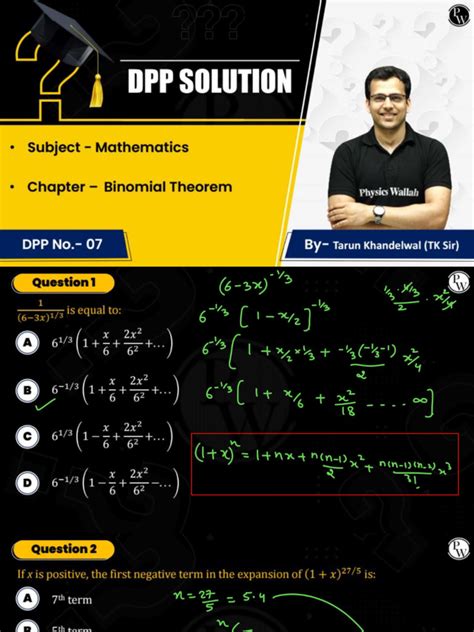 Binomial Theorem Dpp 07 Solution Notes Arjuna Jee 2024 Pdf