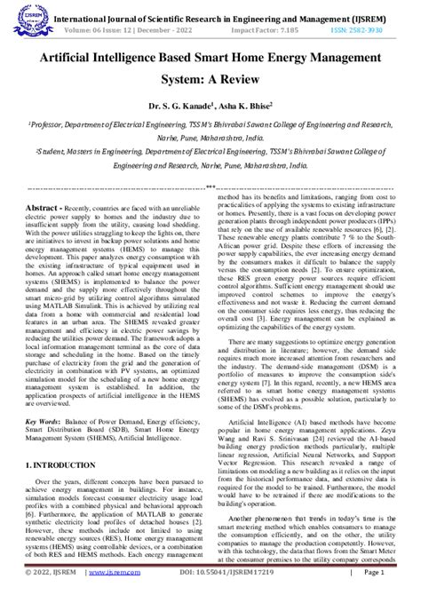 Pdf Artificial Intelligence Based Smart Home Energy Management System