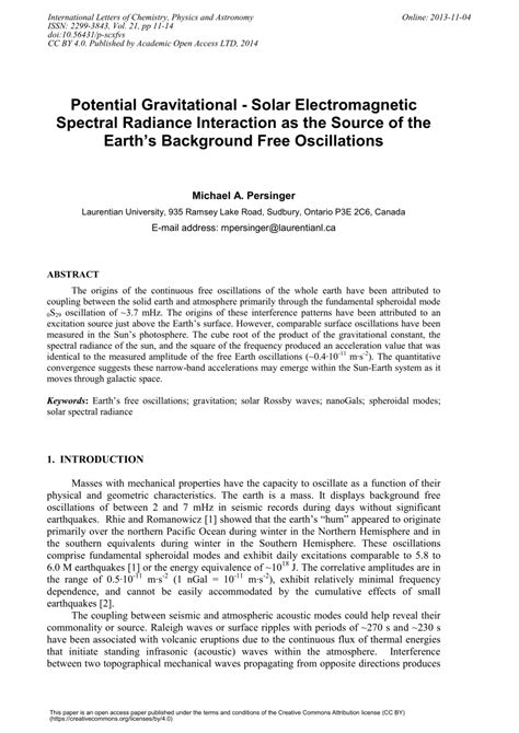 Pdf Potential Gravitational Solar Electromagnetic Spectral Radiance Interaction As The