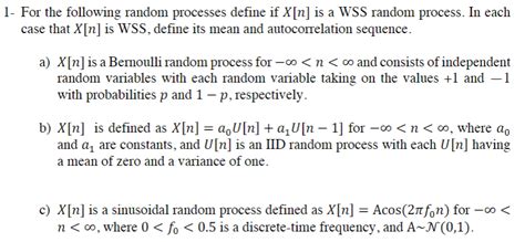 for the following random processes define if x[n]