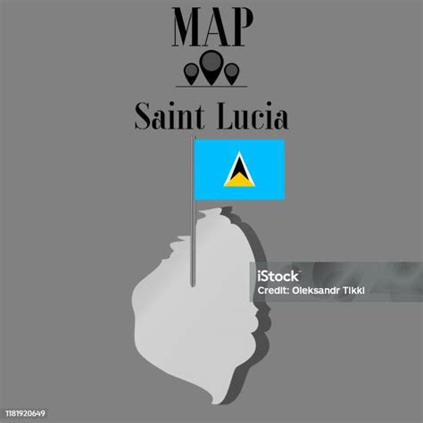 세인트 루시아 개요 세계지도 플래그폴 벡터 일러스트 디자인에 국기와 윤곽 실루엣 배경에 고립 개체 요소 국가 설정에서 기호 가정 생활에 대한 스톡 벡터 아트 및 기타 이미지
