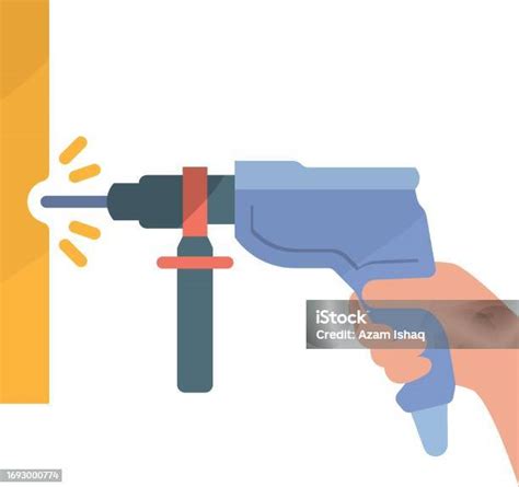 손잡이 개념이 있는 무선 드릴 구멍 만들기 전동 공구 벡터 색상 아이콘 디자인 핸디맨 서비스 기호 주택 수리 기호 토목 공학 및