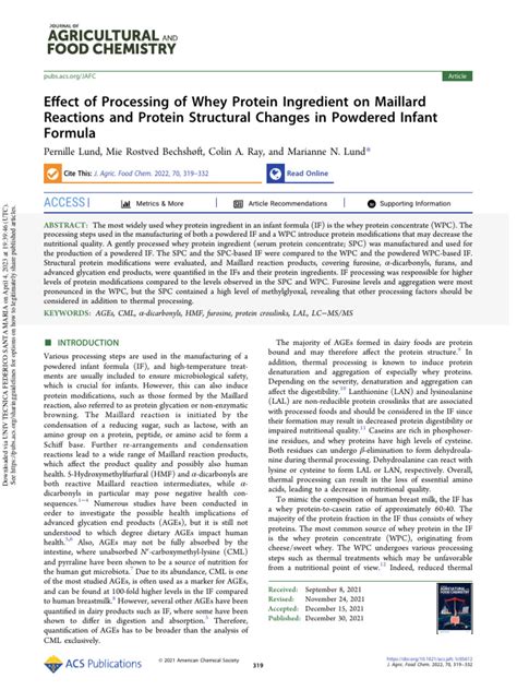 Effect Of Processing Of Whey Protein Ingredient On Maillard Pdf