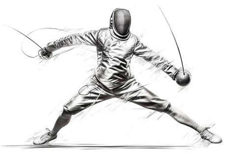 Premium Ai Image Athlete Fencing Isolated On White Background Ai