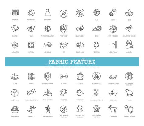Set Of Fabric Features Icons Line Art Style Icons Bundle Vector Illustration Stock Vector