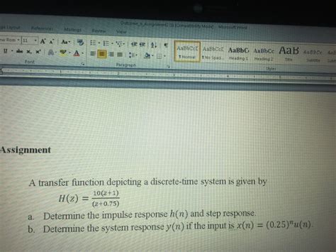 Solved A Transfer Function Depicting A Discrete Time System Chegg