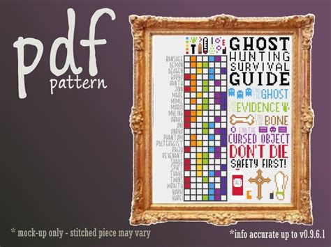Phasmophobia Ghost Hunting Guide Evidence Chart Cross Stitch Pdf Pattern Horror Video Game
