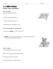 Skills Practice Points Lines Planes NAME DATE PERIOD Skills Practice Points Lines And