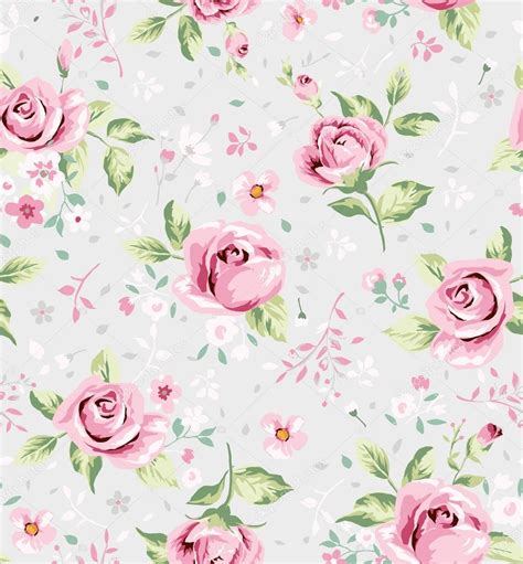 Seamless Cute Vintage Tiny Flower Pattern On Grey Background Stock