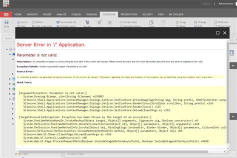 Content Editor Parameter Is Not Valid When Trying To Select Item Icon Sitecore Stack Exchange