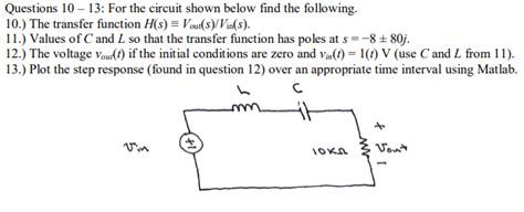 Solved Questions 1013 For The Circuit Shown Below Find Chegg Com