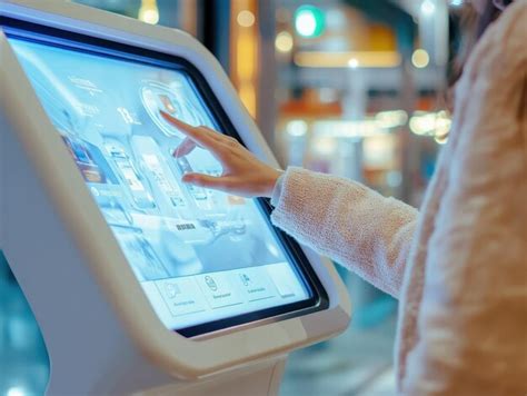 Interactive Touchscreen Kiosk In Public Space Premium Ai Generated Image