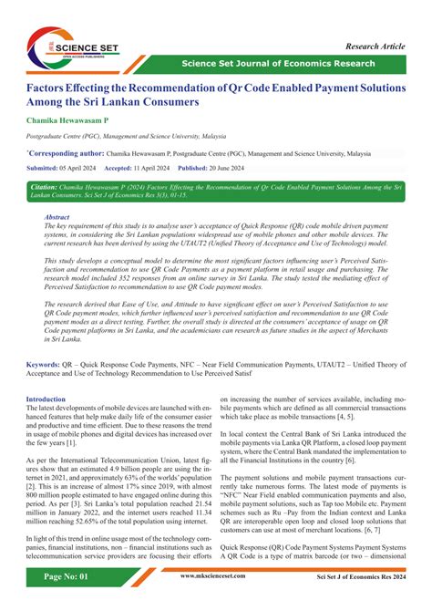 Pdf Science Set Journal Of Economics Research Factors Effecting The Recommendation Of Qr Code