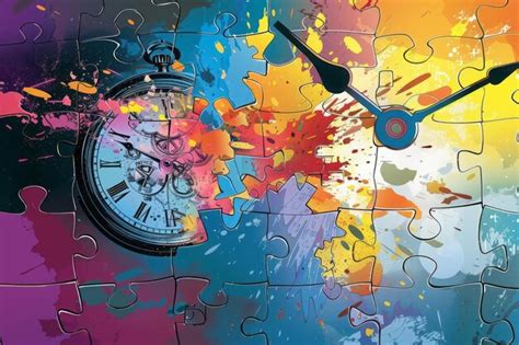 Illustration Of A Puzzle Clock Exploding Premium Ai Generated Image