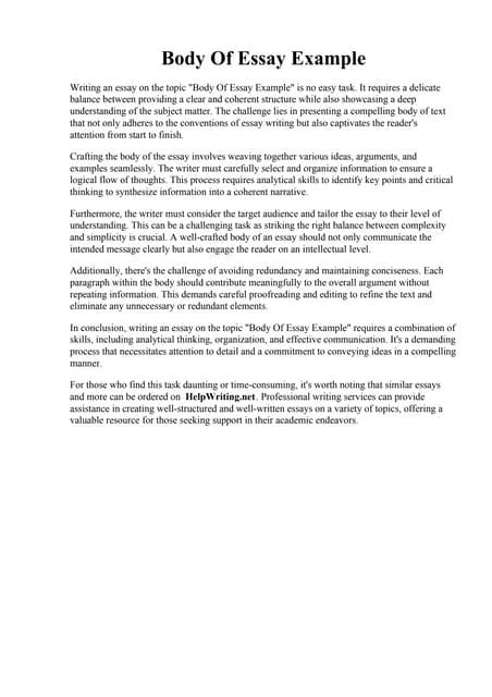 Body Of Essay Examplepdf