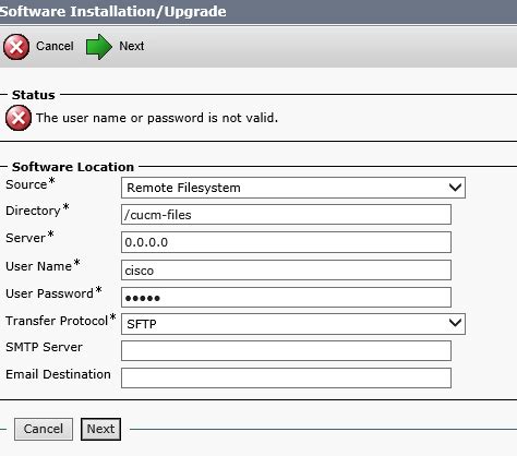 Solved Sftp Cucm Configuration For Cucm Upgrade Not Working Cisco Community