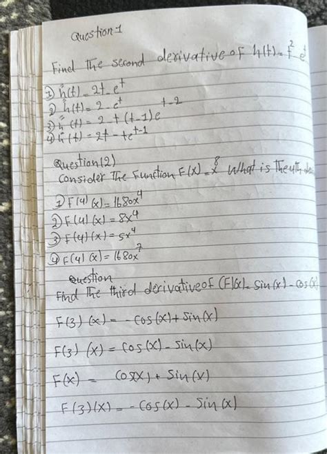 solved find the second derivative of h t t2 e 3 h t 2t−et
