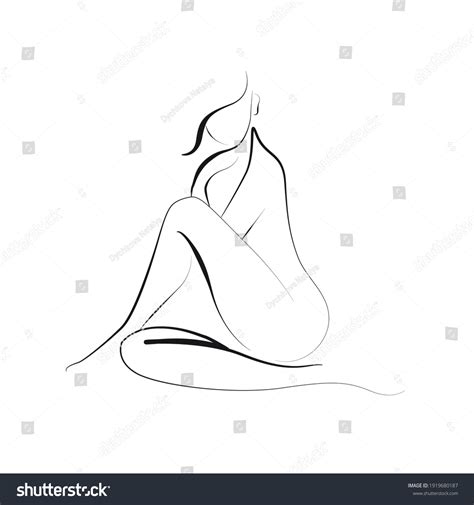 女性の裸体の連続線描画ファッションミニマリスト的コンセプト女性の美容図ベクターイラスト 印刷Tシャツバナースローガンデザインモダングラフィックススタイルに適していますの