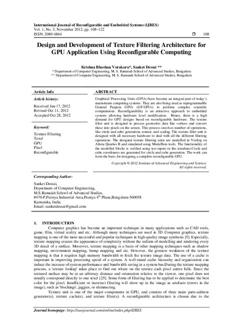 Design And Development Of Texture Filtering Architecture For Gpu