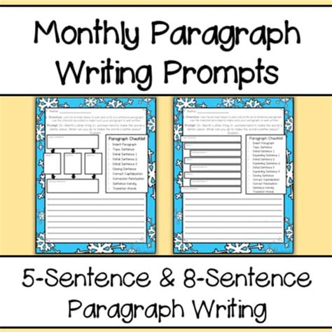 5 Sentence And 8 Sentence Paragraph Writing Bundle Month By Month