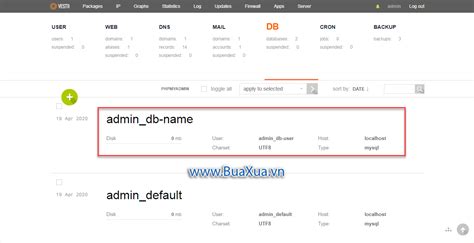 Cách Tạo Database Trong Vestacp Trên Máy Chủ ảo Riêng Vps Buaxuavn