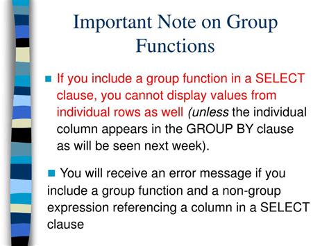 Ppt Basic Group Functions Without Group By Clause Powerpoint
