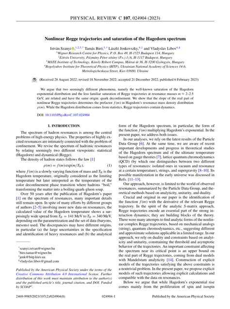 Pdf Nonlinear Regge Trajectories And Saturation Of The Hagedorn Spectrum