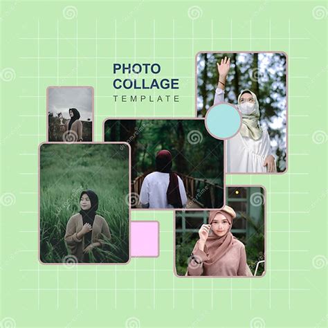 Light Green Rectangular And Circular Shape Photo Collage Perfect For