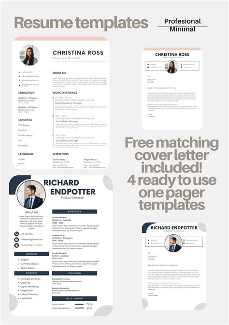 Resume Template One Pager Ready To Use Resume Professional Resume Cv
