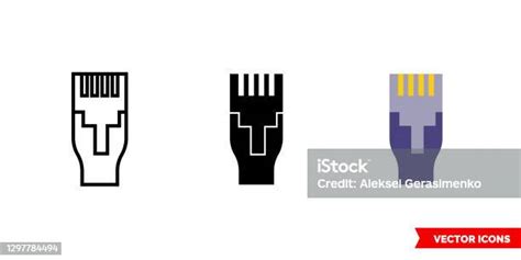 3 가지 유형의 Rj45 아이콘 흑백 윤곽선 격리된 벡터 기호 기호 0명에 대한 스톡 벡터 아트 및 기타 이미지 0명 45 검은색 Istock