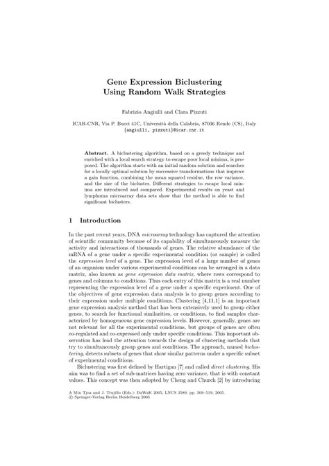 Pdf Gene Expression Biclustering Using Random Walk Strategies