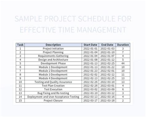 Sample Project Schedule For Effective Time Management Excel Template And Google Sheets File For