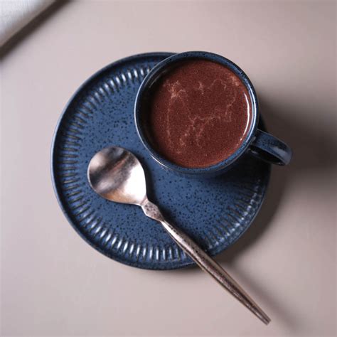 Conjunto Com 6 Xícaras De Chá Empilhável Com 6 Pires Linhas Night Blue 230ml Porto Brasil Cerâmica