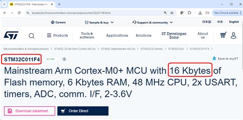 Solved Stm32c011f4 Flash Size 32kb Stmicroelectronics Community
