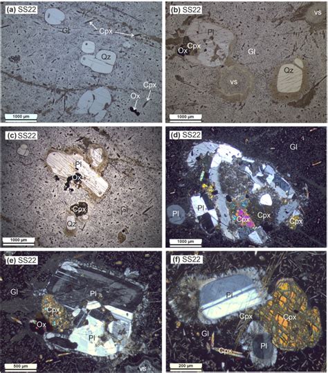 Quartz Phenocrysts A C And Gabbroic Plagioclase Clinopyroxene Download Scientific Diagram