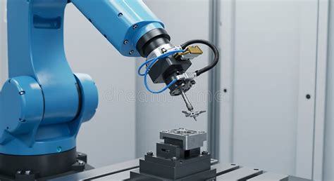 Precision Robotic Arm Performing Automated Inspection On Metal