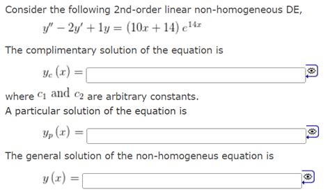Solved Consider The Following 2 Nd Order Linear