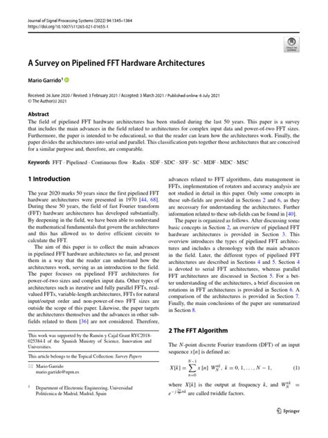 A Survey On Pipelined Fft Hardware Architectures Pdf Fast Fourier