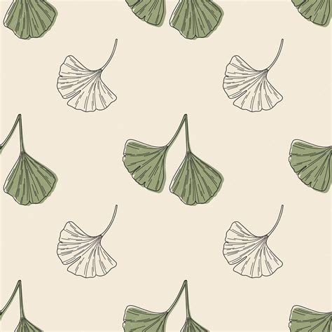 Premium Vector Ginkgo Biloba Leaves Seamless Pattern
