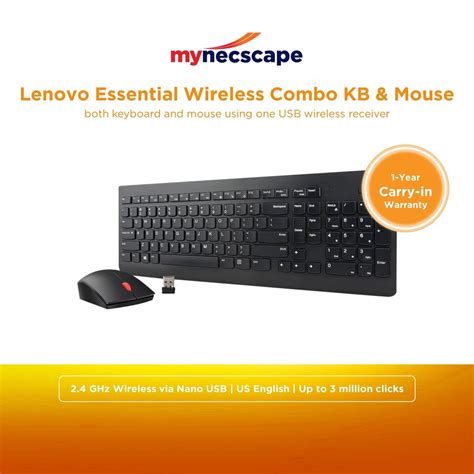 Lenovo Essential Wireless Combo Keyboard Mouse Shopee Malaysia