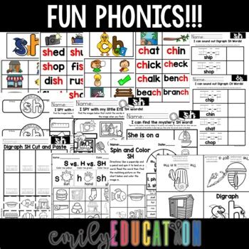 SH Digraph Worksheets CH Digraph Activities Worksheets Centers Readers