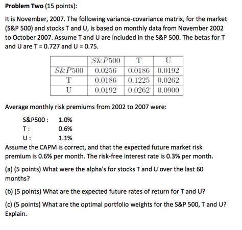 Solved Problem Two Points It Is November The Chegg