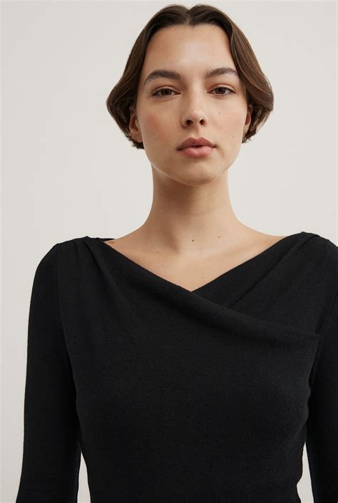 Black Crossover Detail Top Womens Workwear Tops Witchery