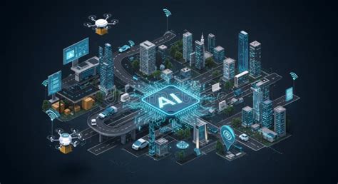 Smart City Ai Integration Futuristic City Model Showcasing Ai Integration In Urban