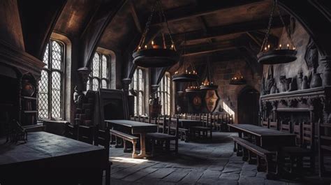 Школа замка Хогвартс мастерство ведьм класс волшебства Премиум Фото